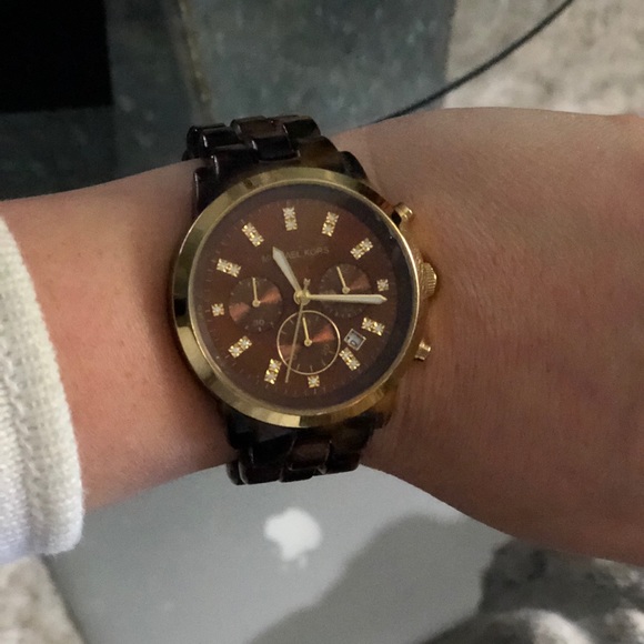 Michael Kors | Jewelry | Michael Kors Mk526 Womens Tortoise Gold Watch ...